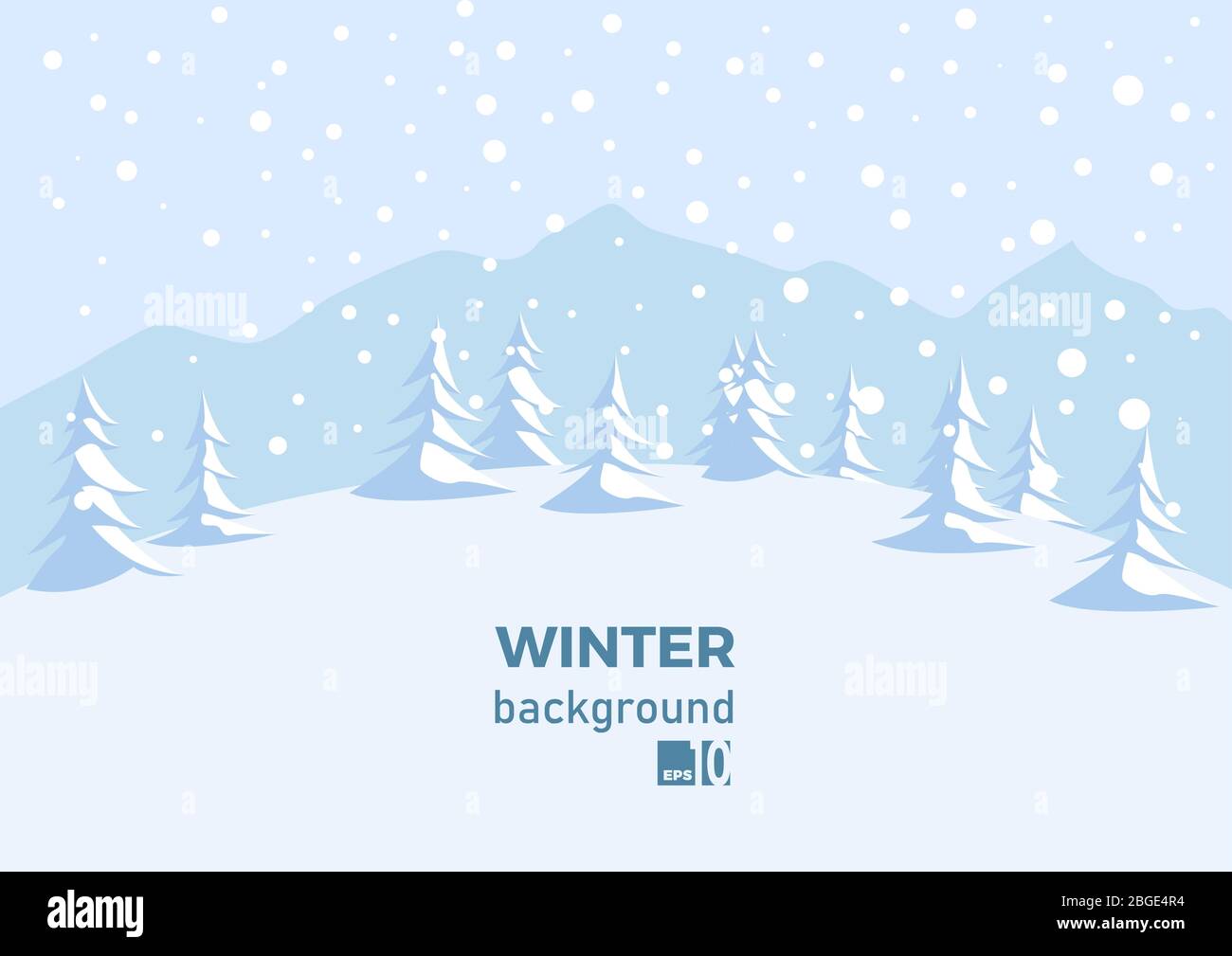 winter snow landscape background with fir trees. Illustration for ...