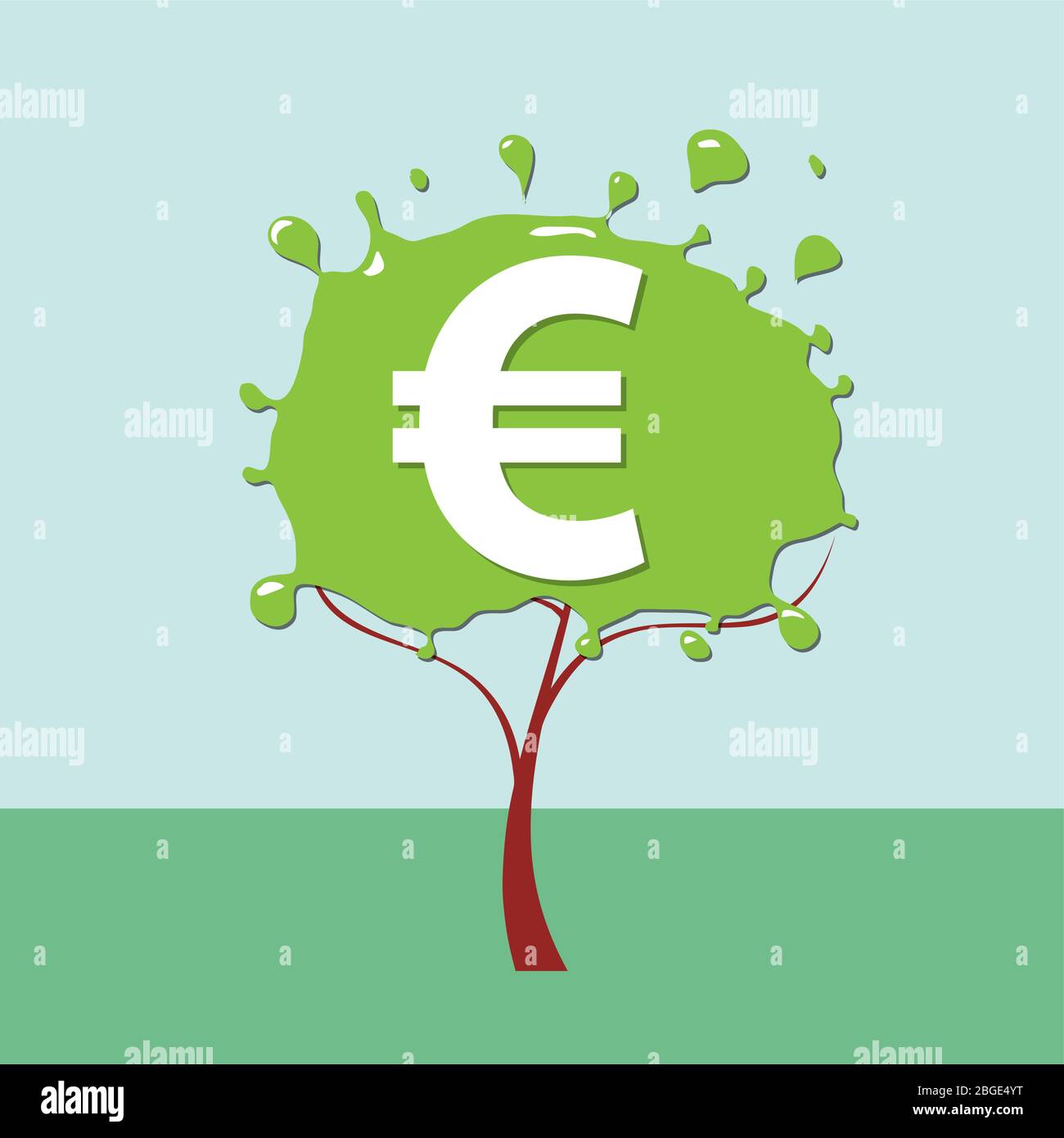 Green deal. Conceptual illustration with tree and euro sign Stock ...