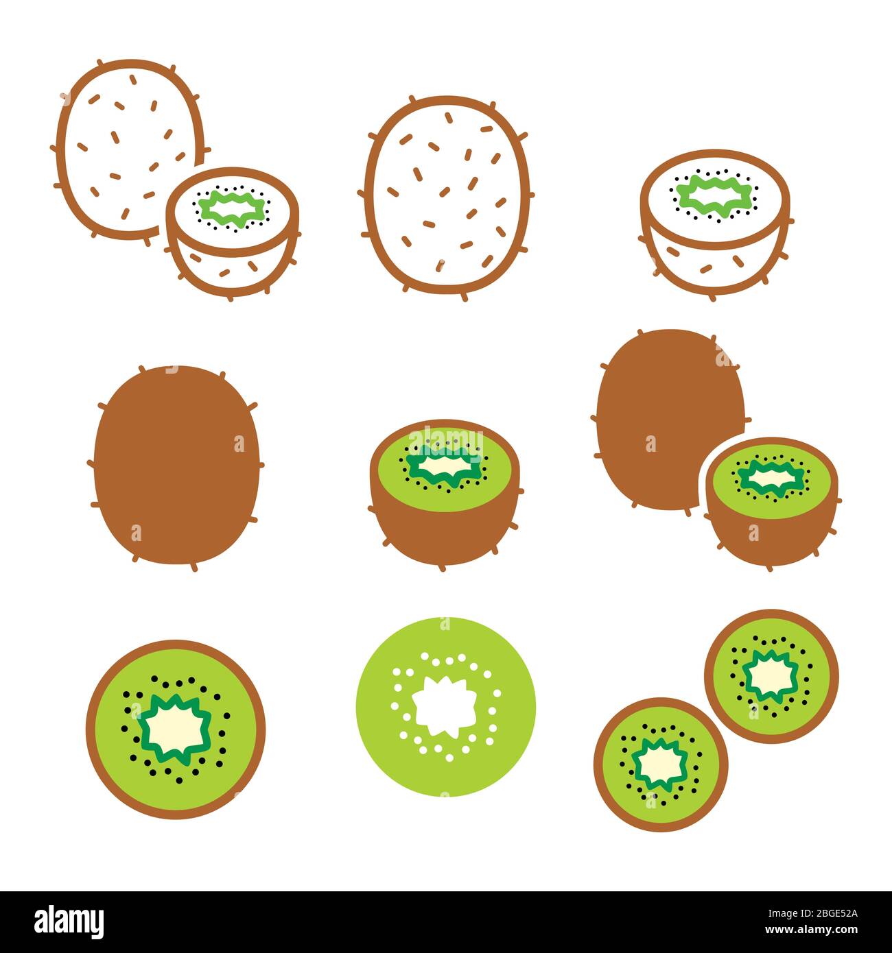 Kiwi fruit vector icons set - healthy food and eating, nature concept ...