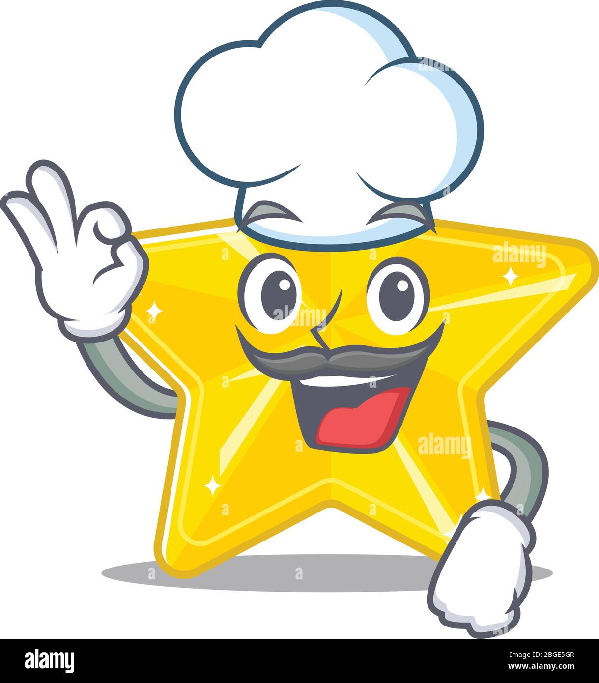 Shiny star chef cartoon design style wearing white hat Stock Vector ...