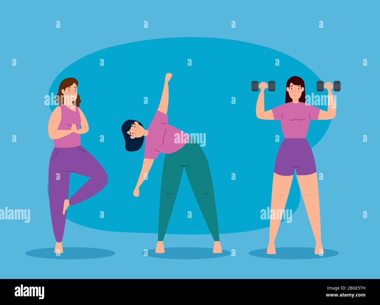 group young women practicing exercise Stock Vector Image & Art - Alamy