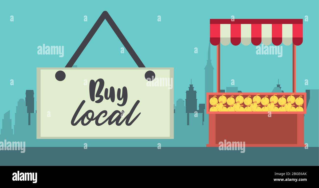 buy local poster with oranges kiosk Stock Vector Image & Art - Alamy