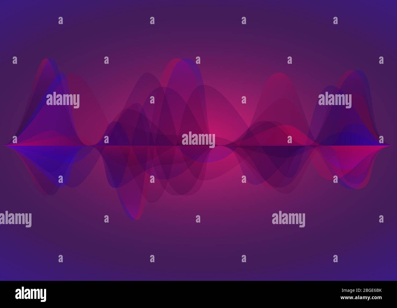 Vector audio & sound waves background, color trend 2020, pink, purple ...