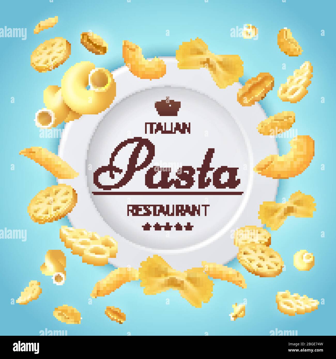Pasta italian restaurant traditional kitchen food vector background ...