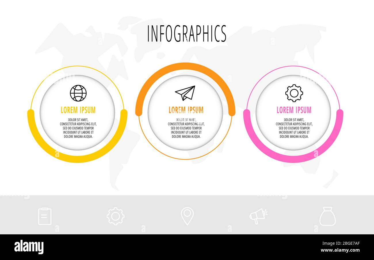 Vector template circle infographics. Business concept with 3 options and parts. Three steps for ...