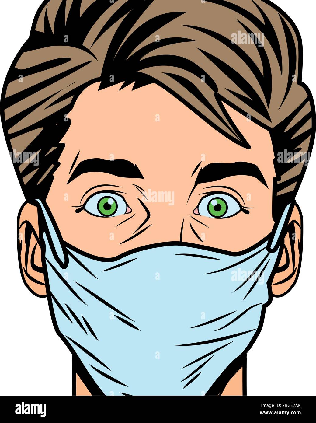 businessman head using face mask pop art style Stock Vector Image & Art ...