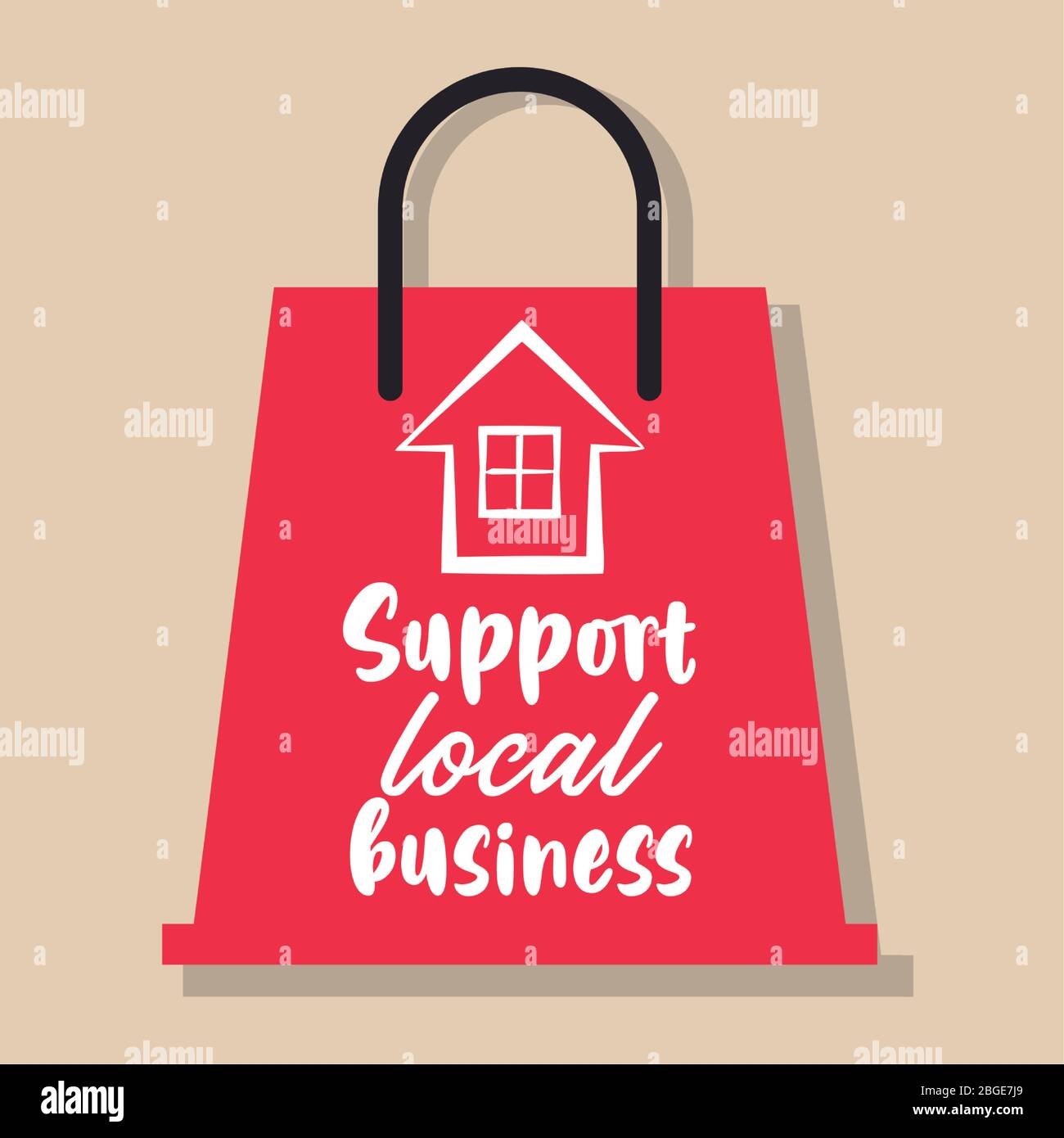 support local business poster with shopping bag Stock Vector Image ...