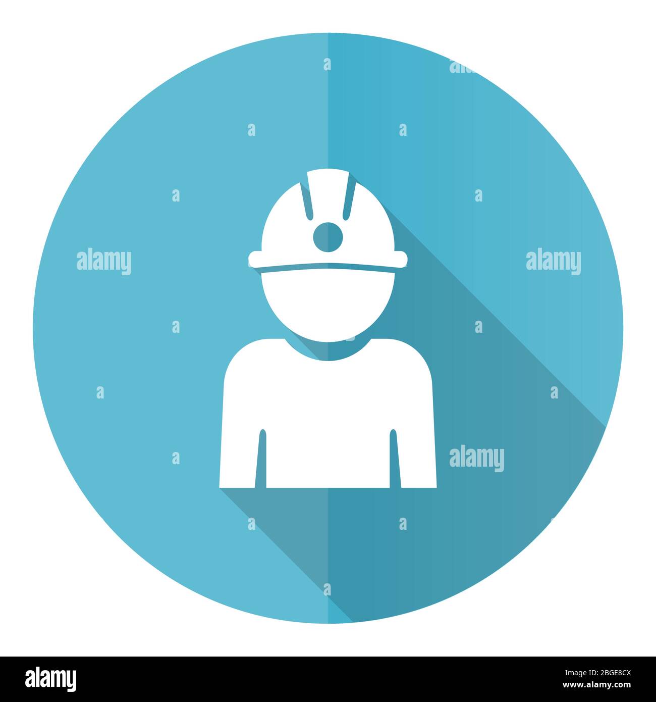 Miner blue round flat design vector icon isolated on white background ...