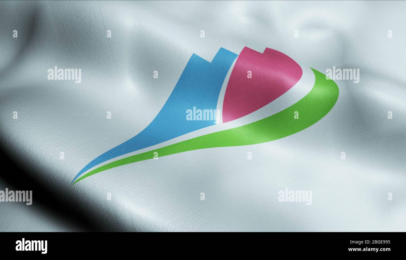 3D Illustration of a waving flag of Ina (Japan country Stock Photo - Alamy