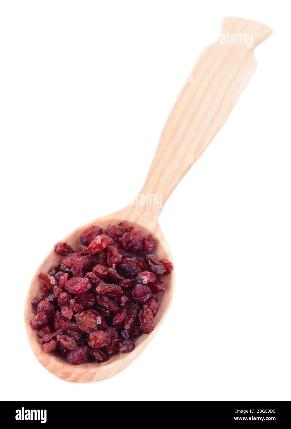 Spice barberry in wooden spoon isolated on white Stock Photo - Alamy