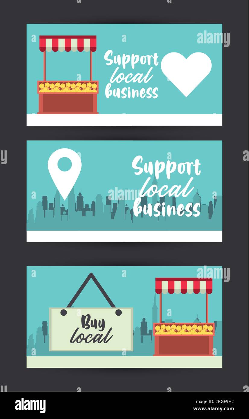 support local business poster with oranges kiosks Stock Vector Image ...