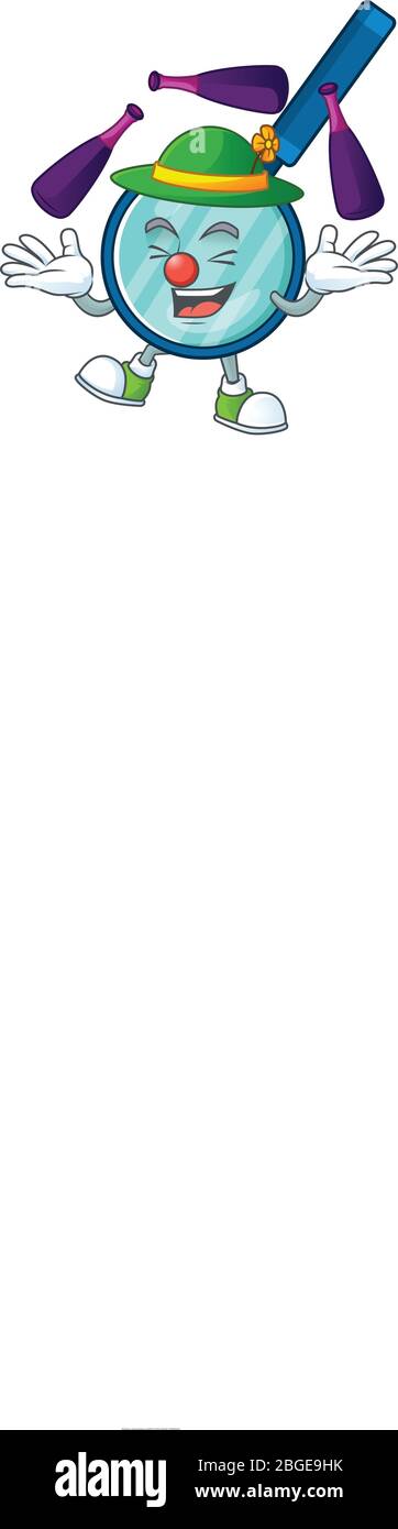 mascot cartoon style of magnifying glass playing Juggling on stage ...