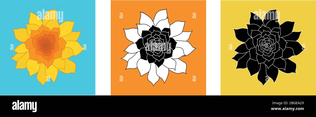 Spring flower logo. Editable vector in color and black and white Stock ...