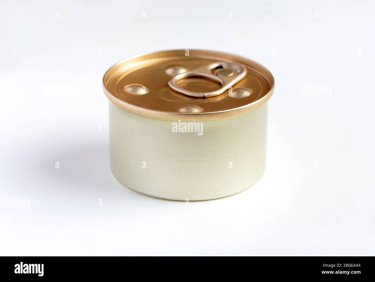 Round tin can with pull tab lid. Canned food metal package, mock-up ...