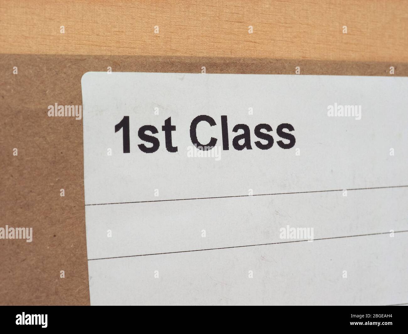First class air mail letter envelope with blank label Stock Photo - Alamy