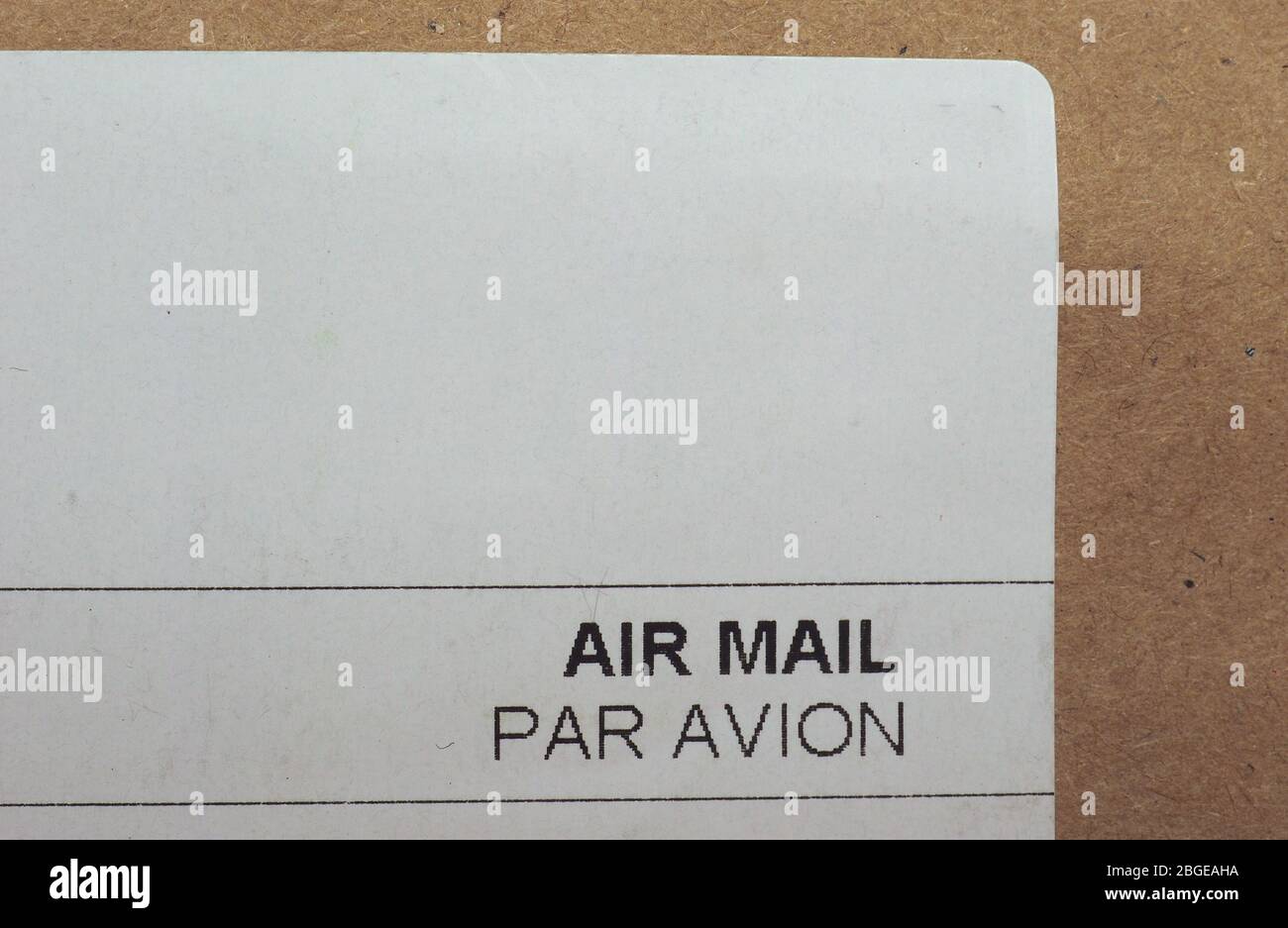 First class air mail letter envelope with blank label Stock Photo - Alamy