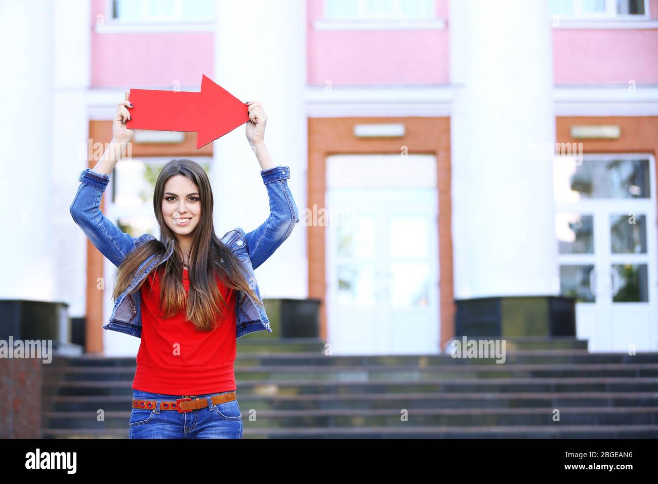Beautiful girl with pointer outdoors Stock Photo - Alamy