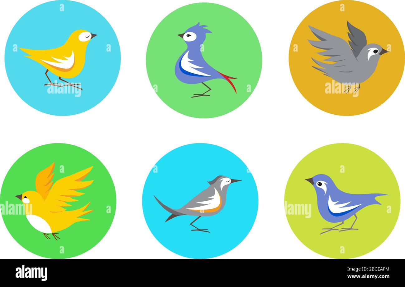 Set of small cartoon bird characters vector elements Stock Vector Image ...