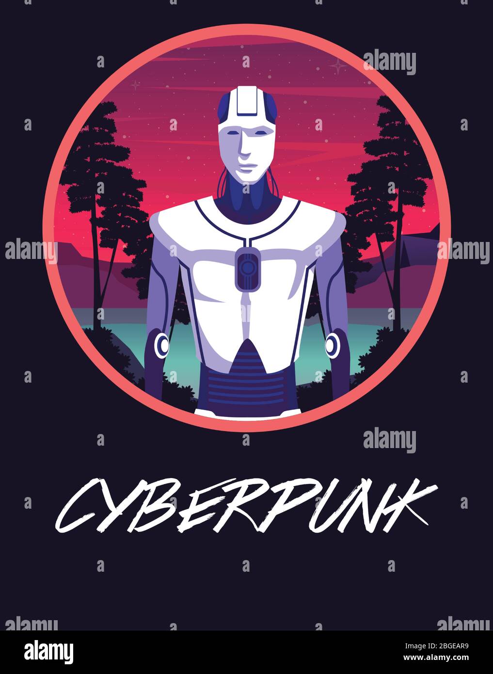 cyber punk poster with humanoid robot Stock Vector Image & Art - Alamy