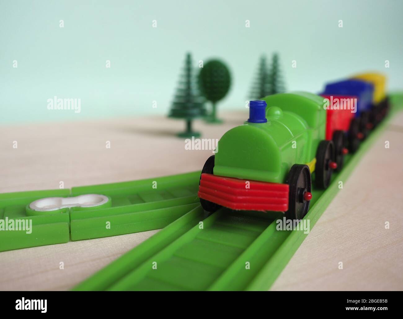 plastic scale model toy train and railway, selective focus Stock Photo ...