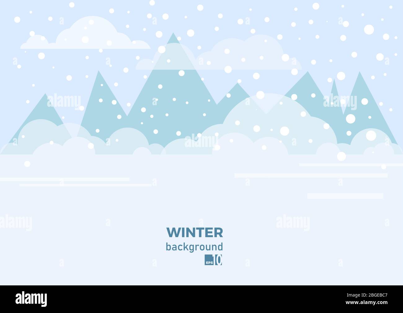 winter snow landscape banner background with mountains and clouds ...