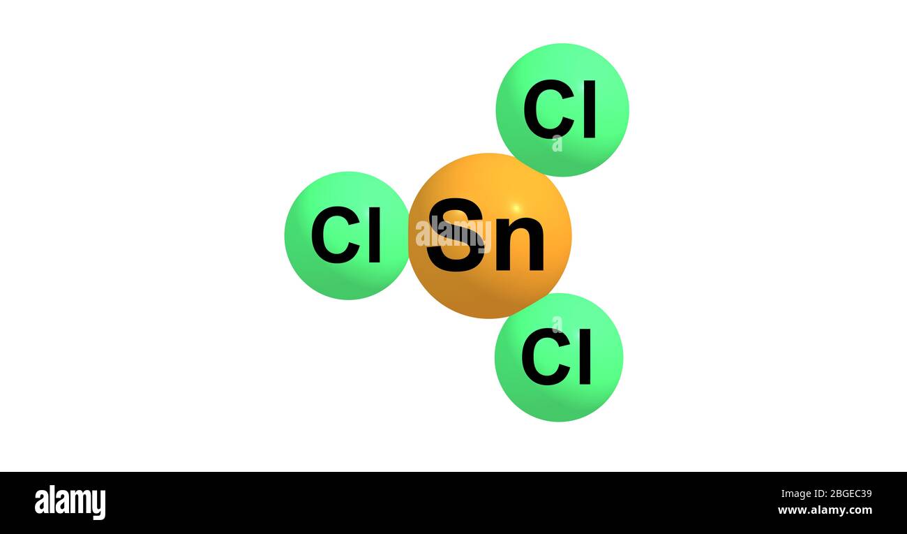 Tin trichloride is a white crystalline solid. 3d illustration Stock ...