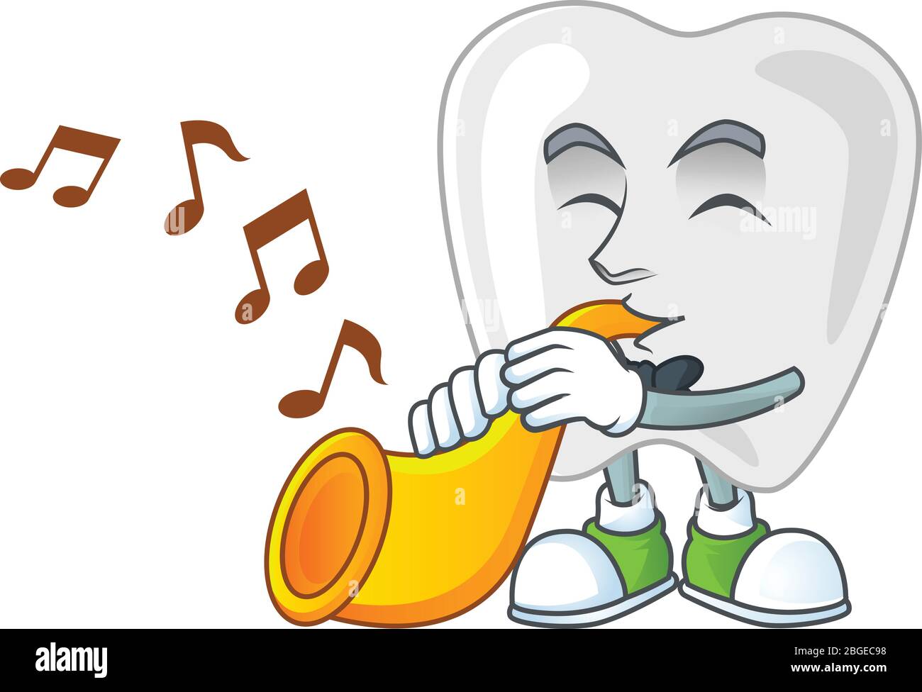 A brilliant musician of teeth cartoon character playing a trumpet Stock ...