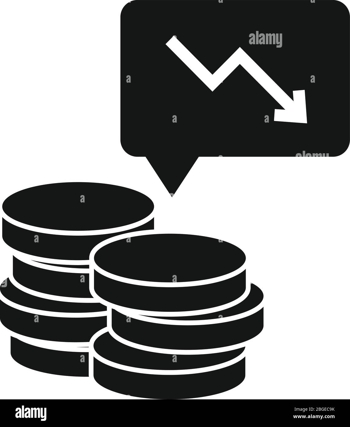 Bankrupt coin stack icon. Simple illustration of bankrupt coin stack ...