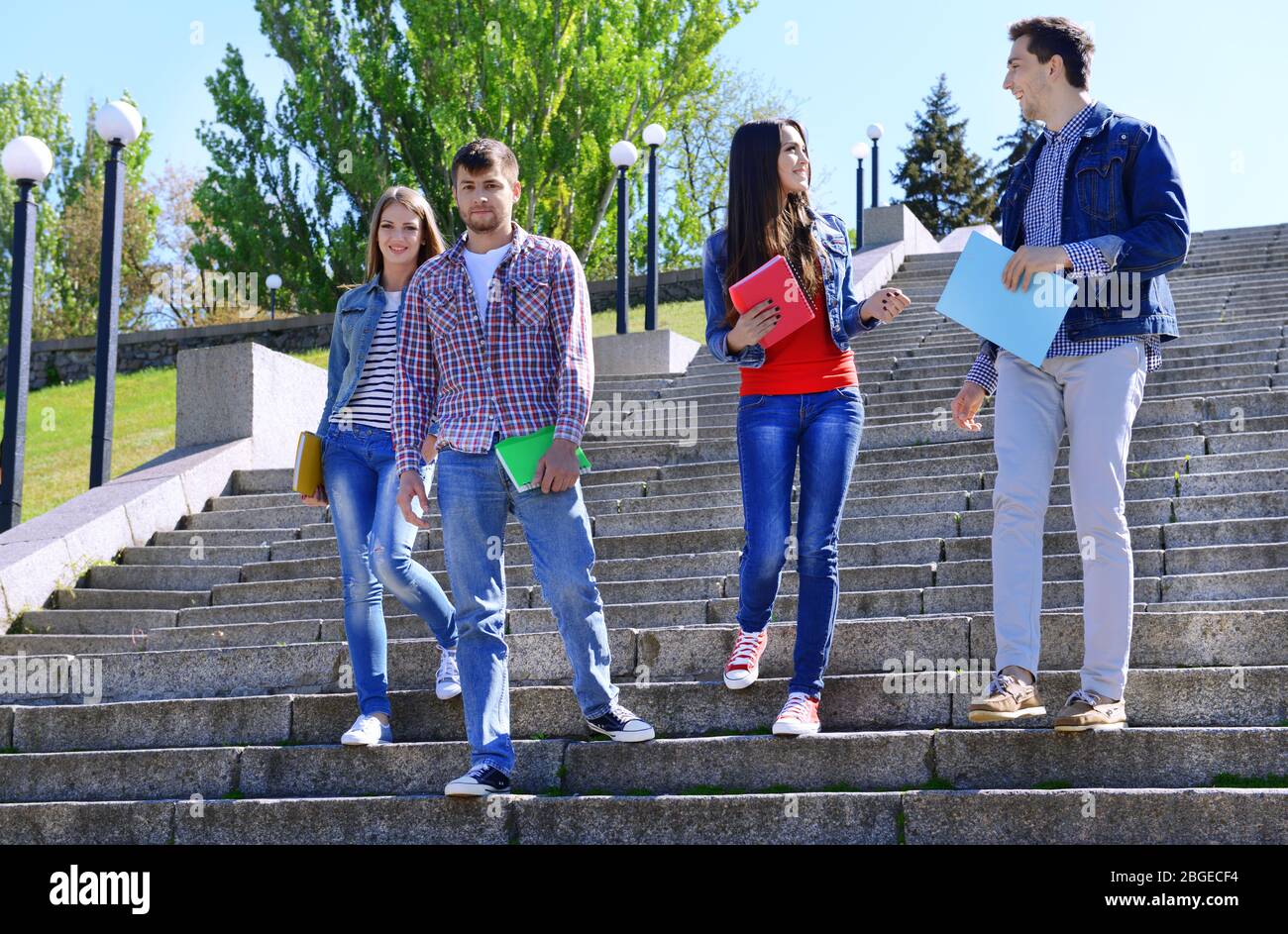College students stand on hi-res stock photography and images - Alamy