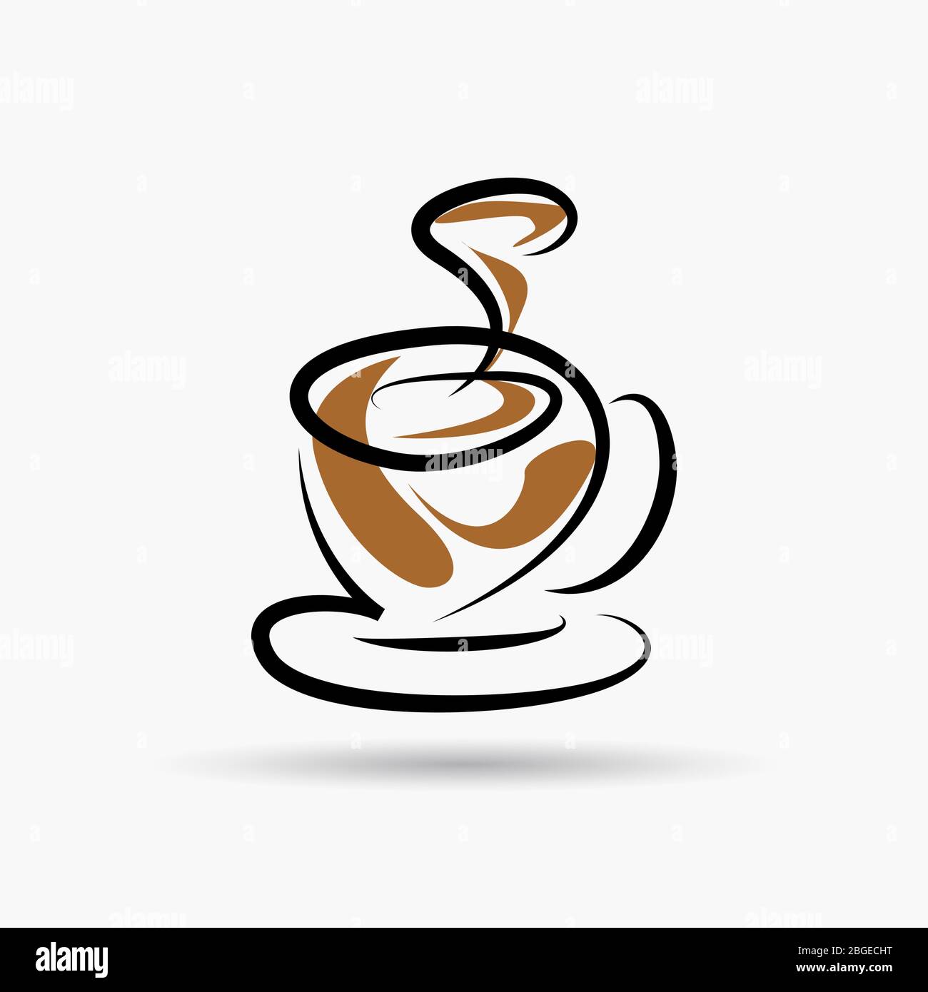 Vector logo cup of coffee, scribbled drawing Stock Vector Image & Art ...