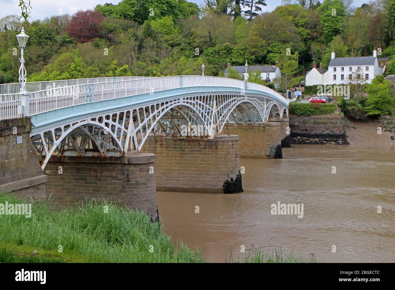 Bridge into Gloucestershire over river Wye Chepstow Wales Stock Photo ...