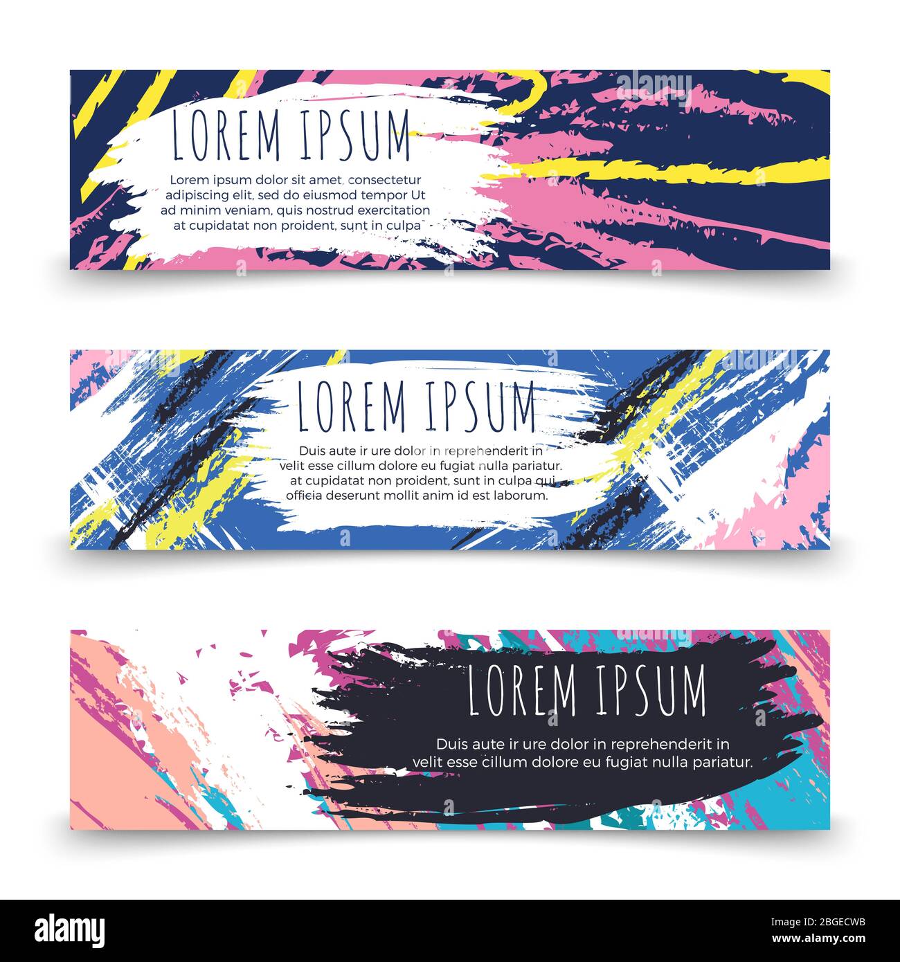 Colorful grunge horizontal banner templates vector. Illustration of ... Colorful grunge horizontal banner templates vector. Illustration of ...