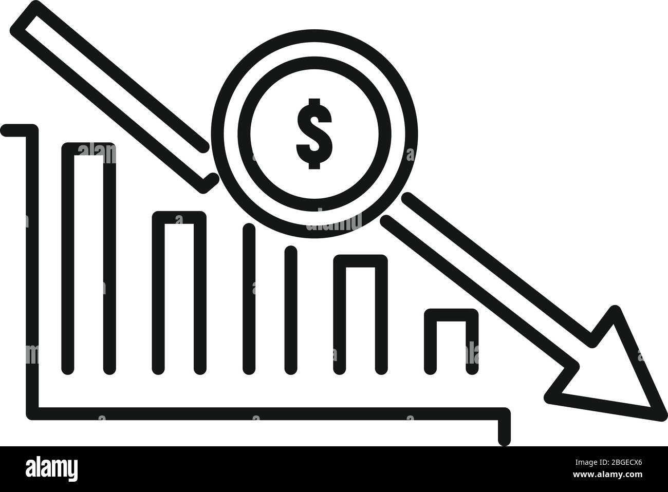 Bankrupt chart icon. Outline bankrupt chart vector icon for web design ...