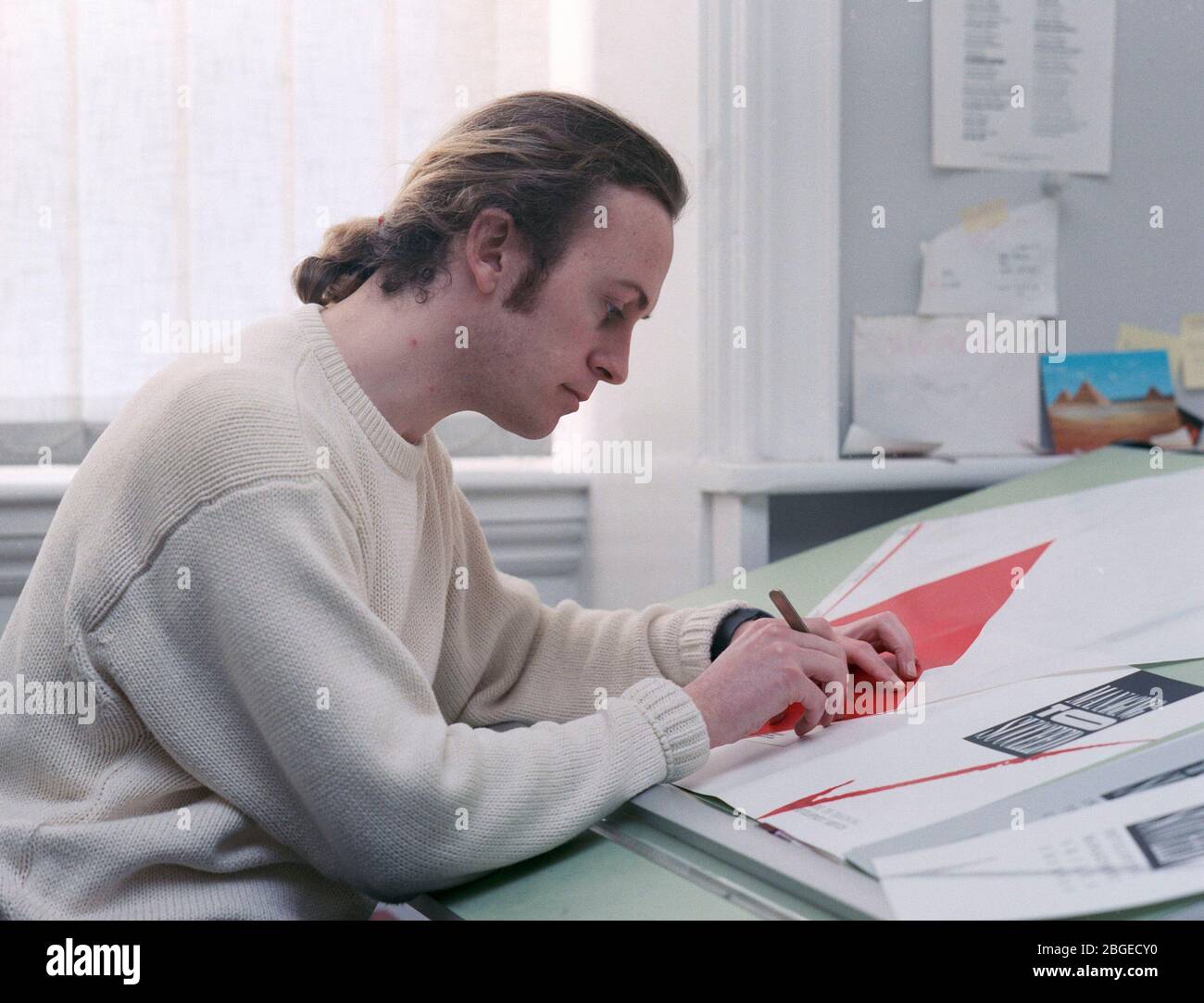 Workers in a typical 1990 graphic design studio office, UK Stock Photo ...
