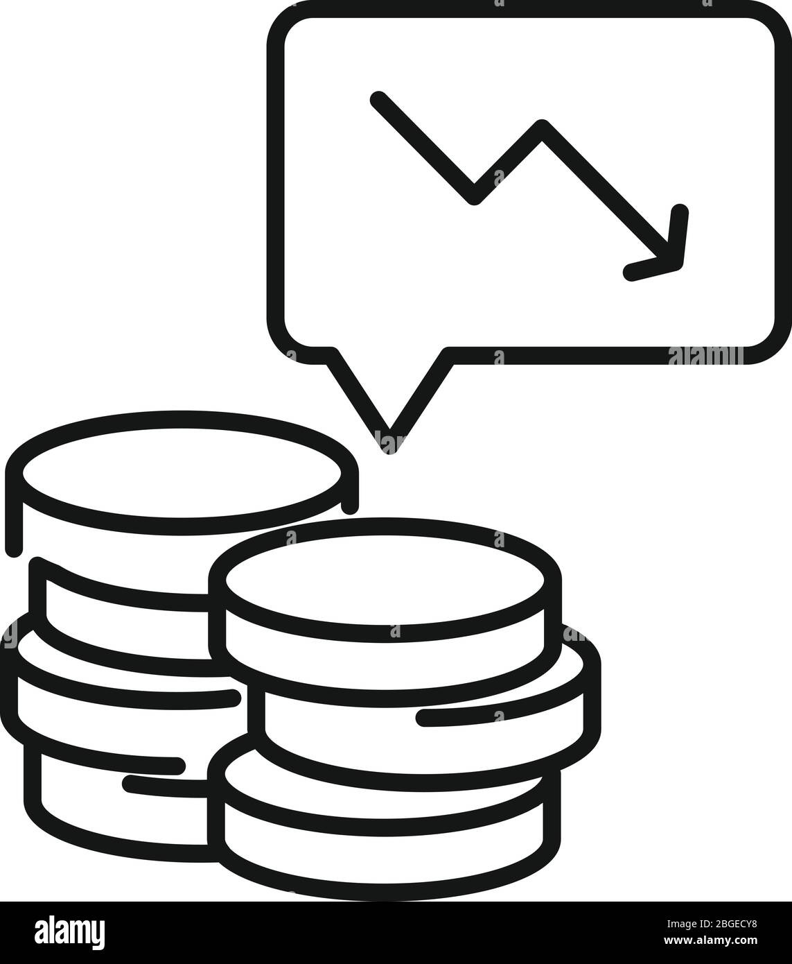 Bankrupt coin stack icon. Outline bankrupt coin stack vector icon for ...