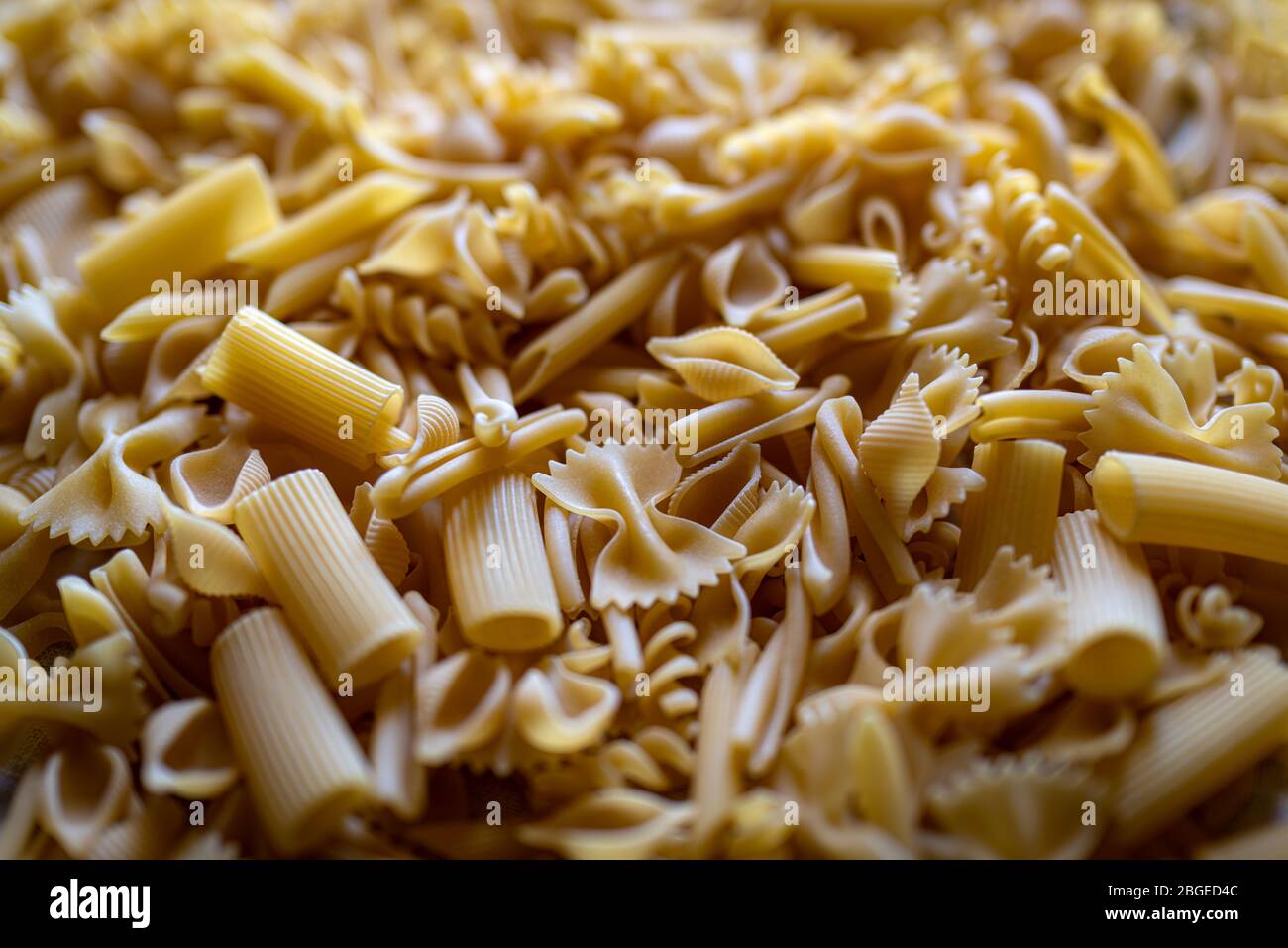 Variety of types and shapes of dry Italian pasta Stock Photo - Alamy