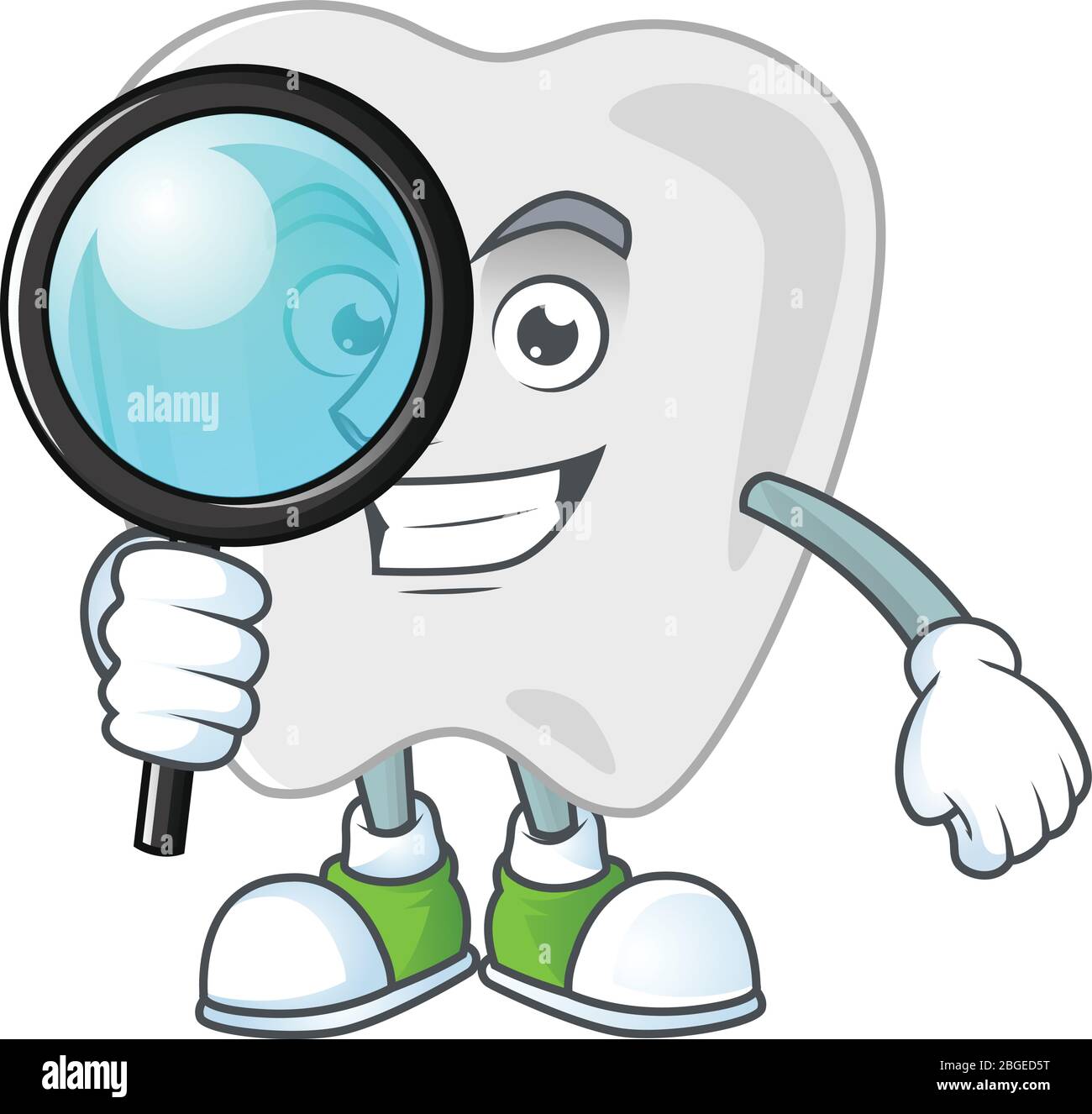 Smart Detective of teeth cartoon character design concept Stock Vector ...