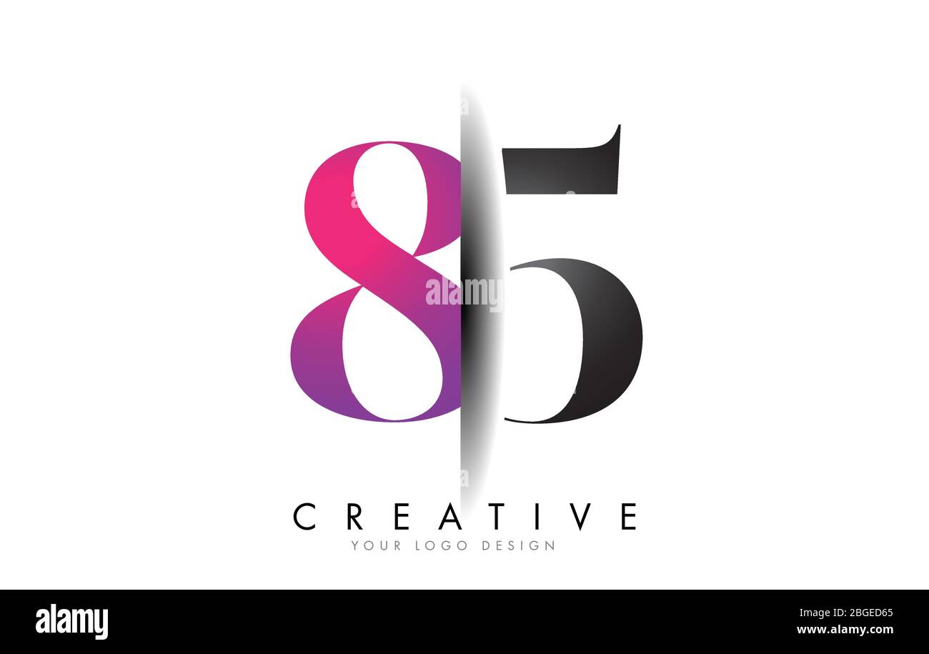 85 8 5 Grey and Pink Number Logo with Creative Shadow Cut Vector ...