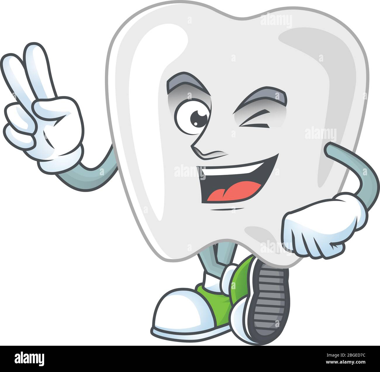 Cheerful teeth mascot design with two fingers Stock Vector Image & Art ...