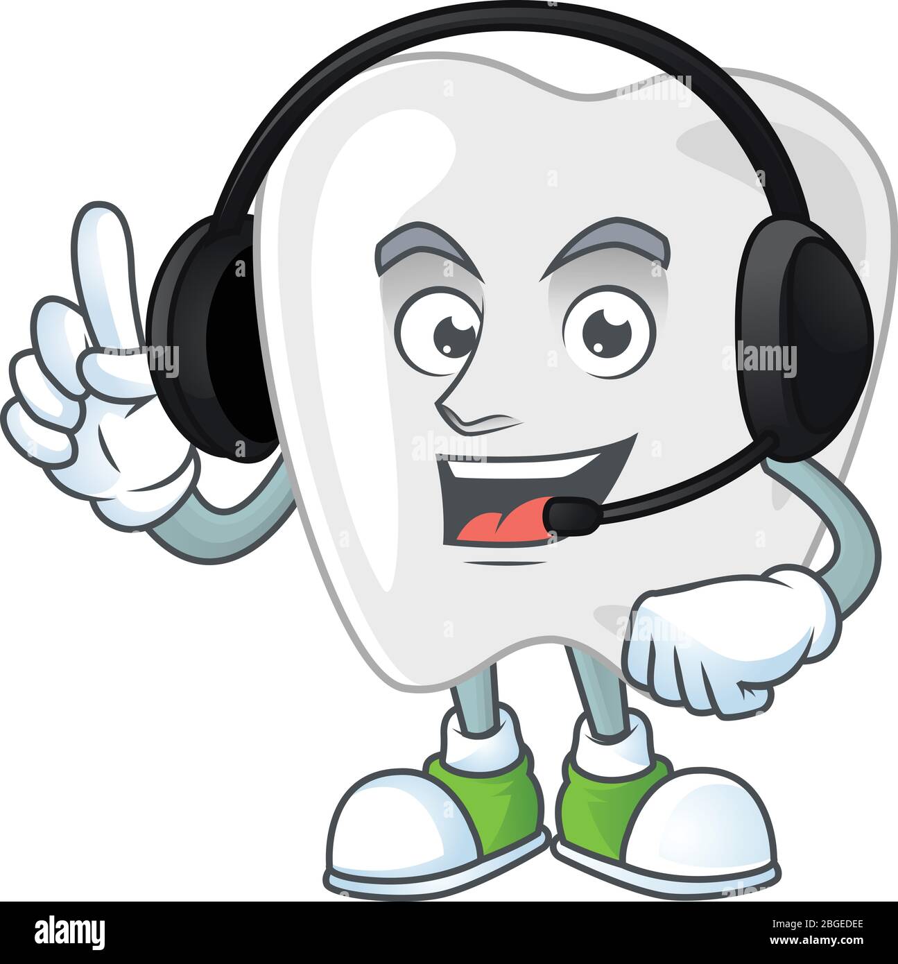 Teeth cartoon character style speaking on headphone Stock Vector Image ...