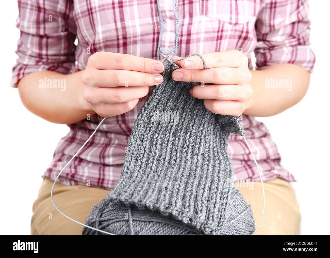 Close up hands knitting spokes hi-res stock photography and images - Alamy