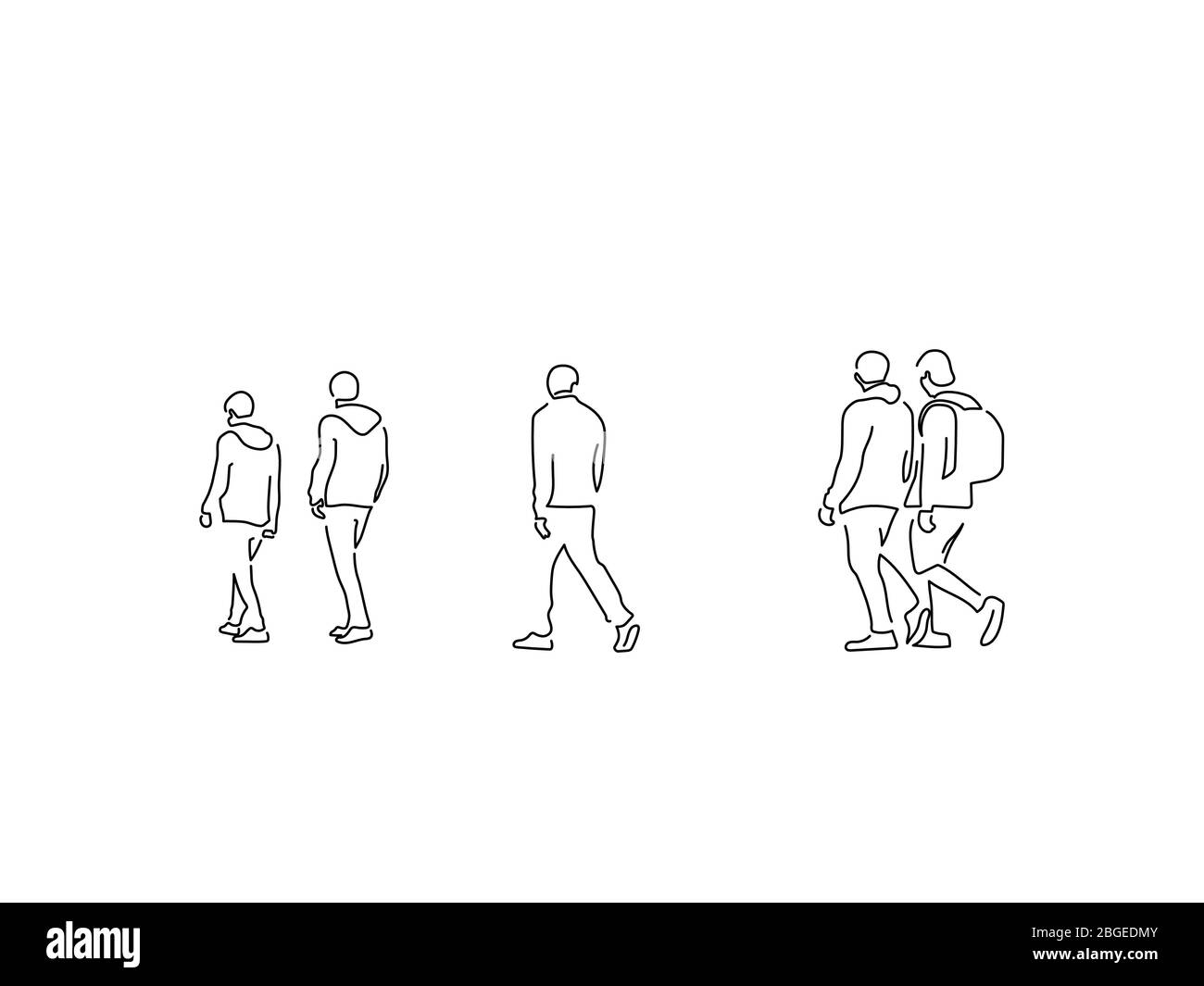 People on the street isolated line drawing, vector illustration design ...
