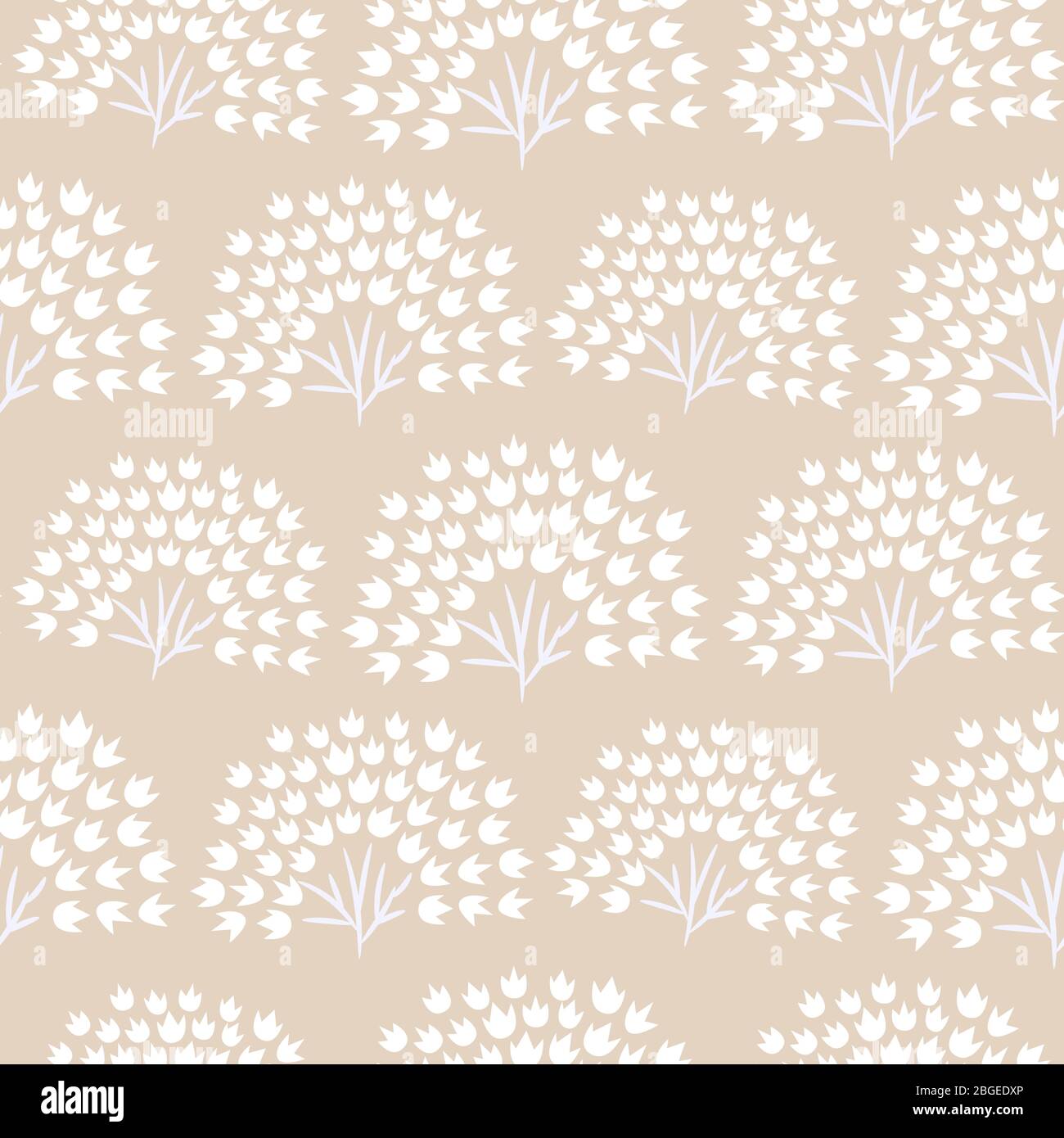 Floral simple seamless pattern with grass plants. Vector pastel beige ...