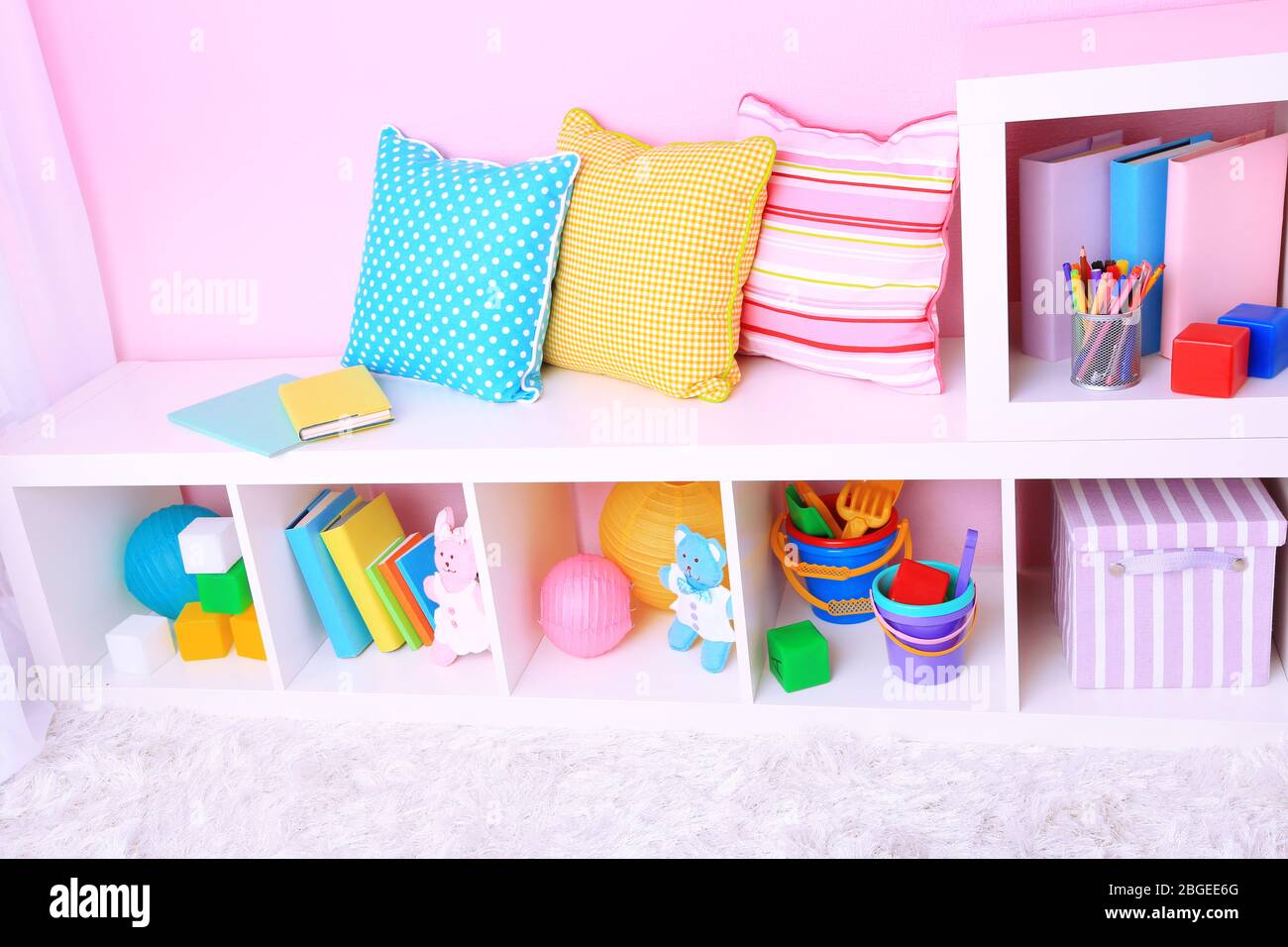 Interior of classroom in pink tones at school Stock Photo - Alamy