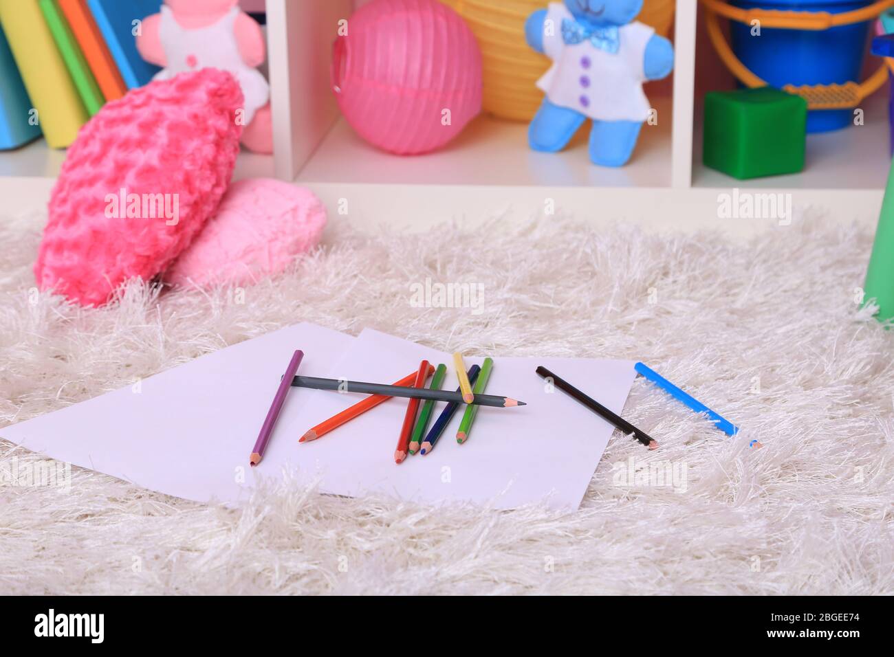 Interior of classroom in pink tones at school Stock Photo - Alamy