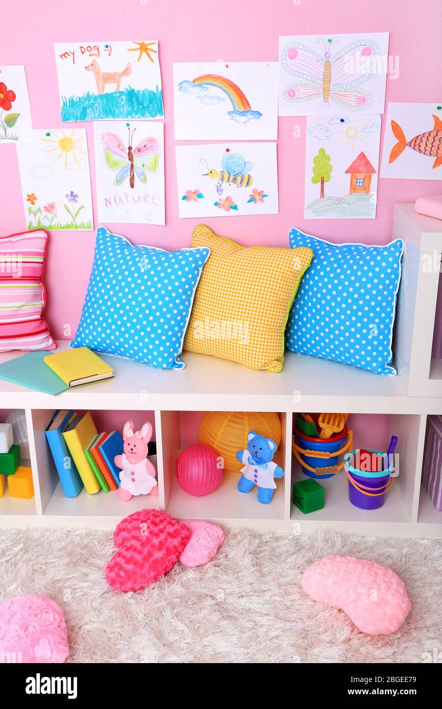 Interior of classroom in pink tones at school Stock Photo - Alamy