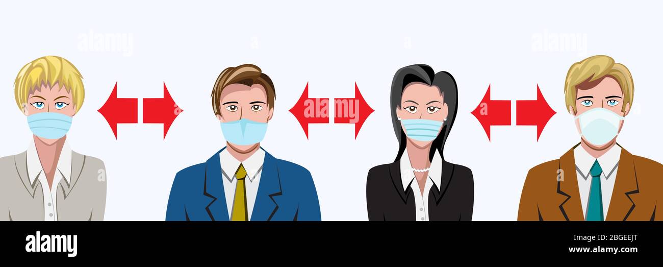 Social distancing, keep distance in public society people to protect ...