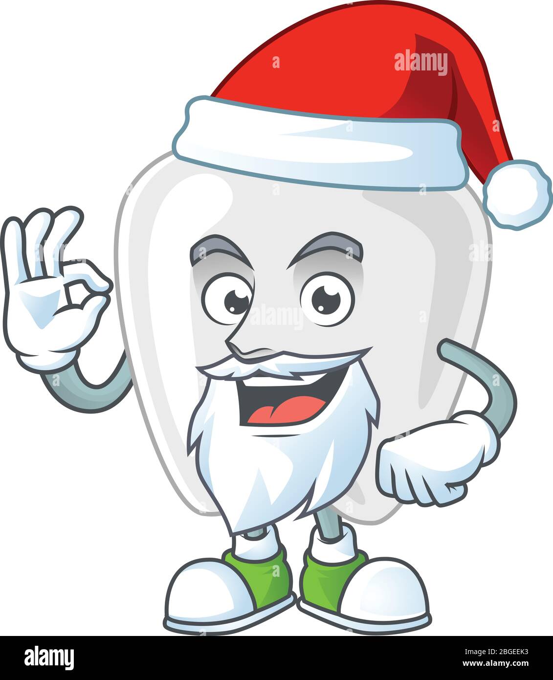 Friendly teeth Santa cartoon character design with ok finger Stock ...