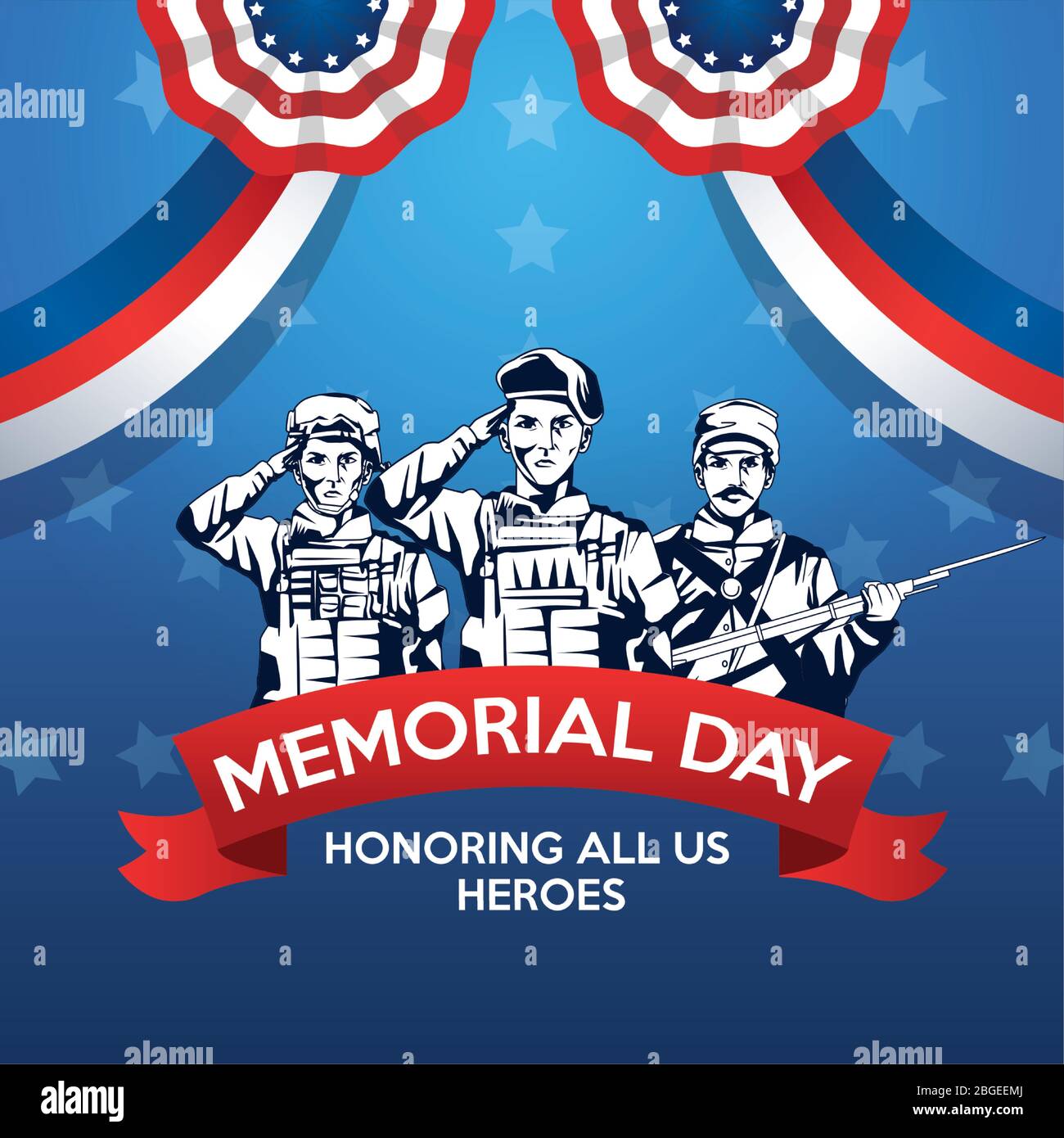 memorial day celebration poster with troop of heroes Stock Vector Image ...