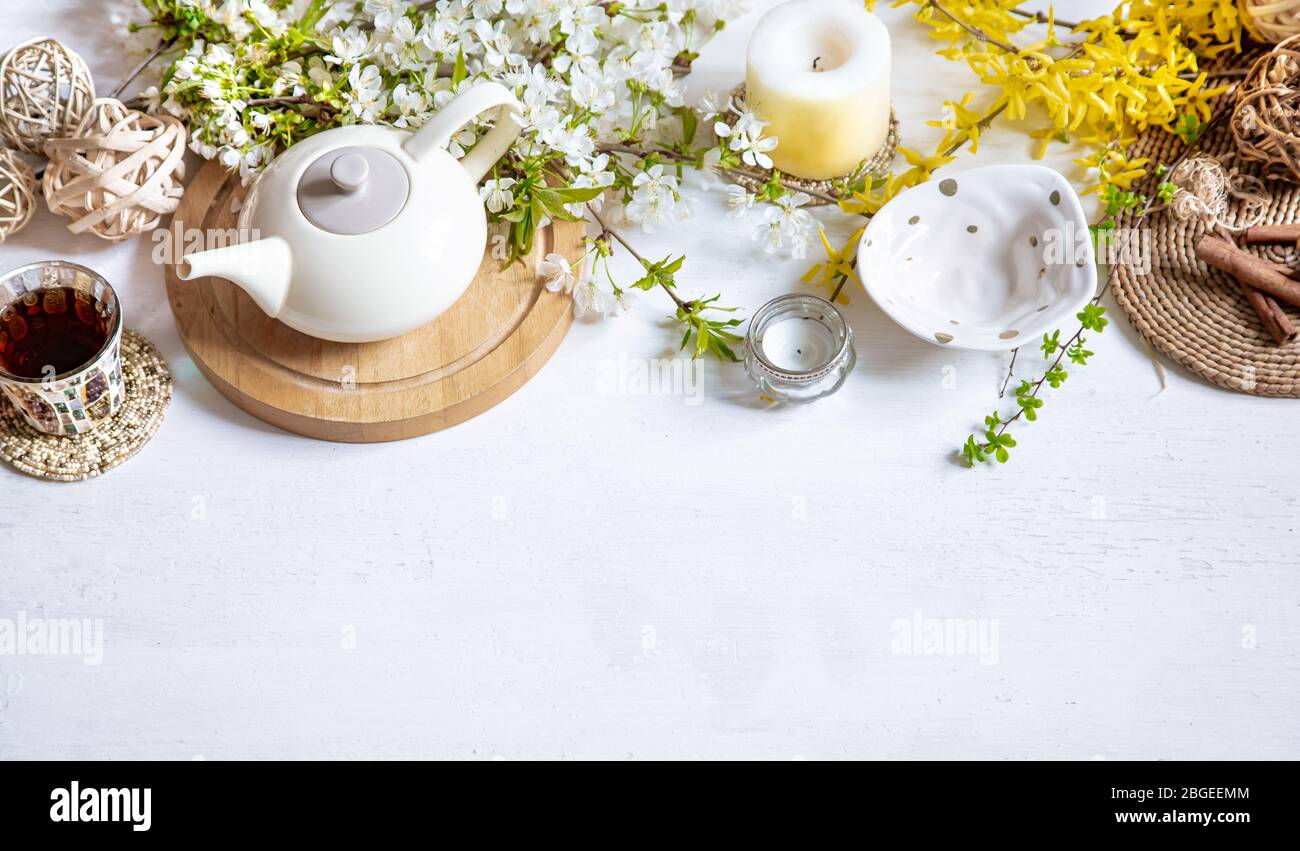 Spring beautiful background Composition with spring flowers Stock Photo ...
